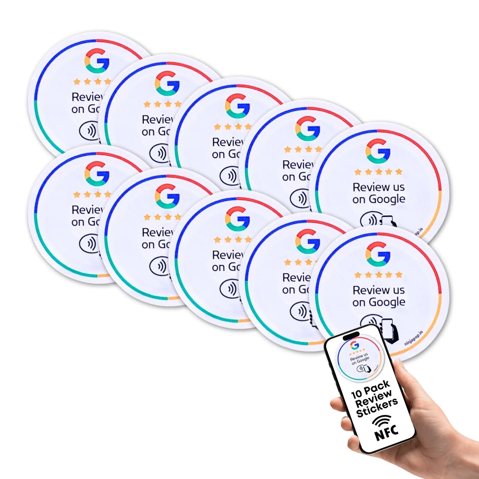 Ninja Pop NFC 1” Review Stickers for Google – Tap-and-Go Review Card f